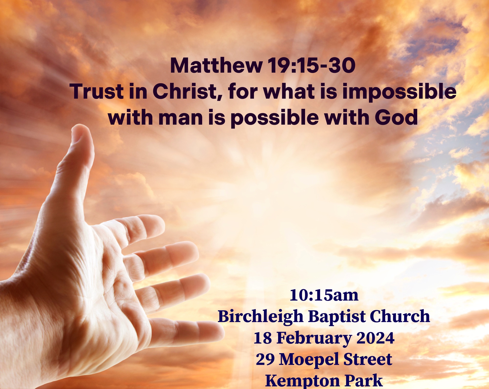 Trust in Christ for what is impossible with man is possible with God ...